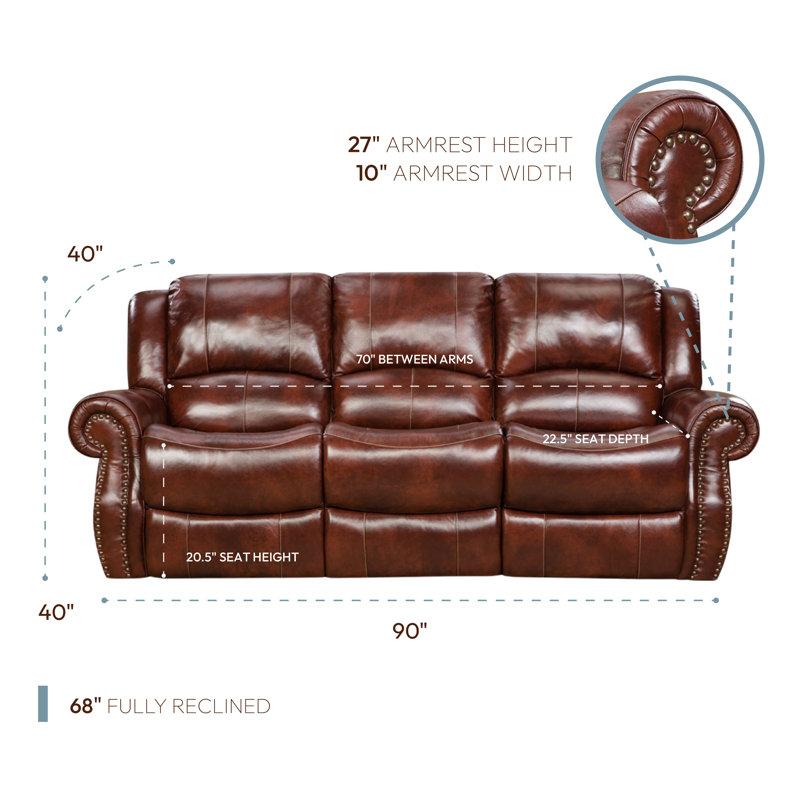 Darby Home Co Additri Indoor Double Reclining Couch for Living Room ...