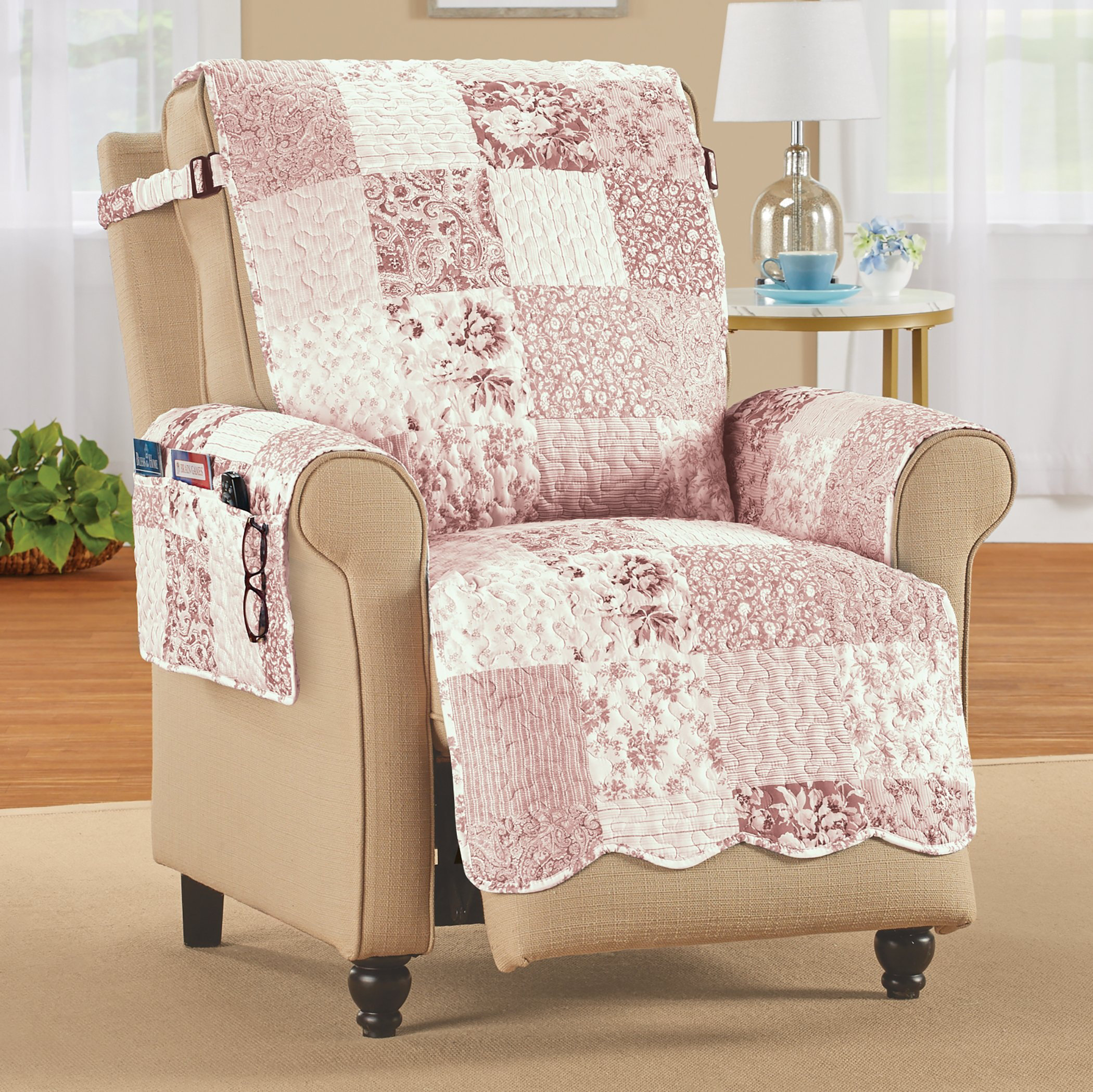 Ophelia & Co. Eden Floral Patchwork Scalloped Edge Furniture Protector ...