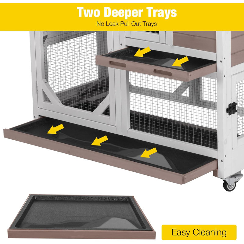 Archie & Oscar™ Rabbit Cage Indoor Outdoor Bunny Hutch on Wheels, 2 ...