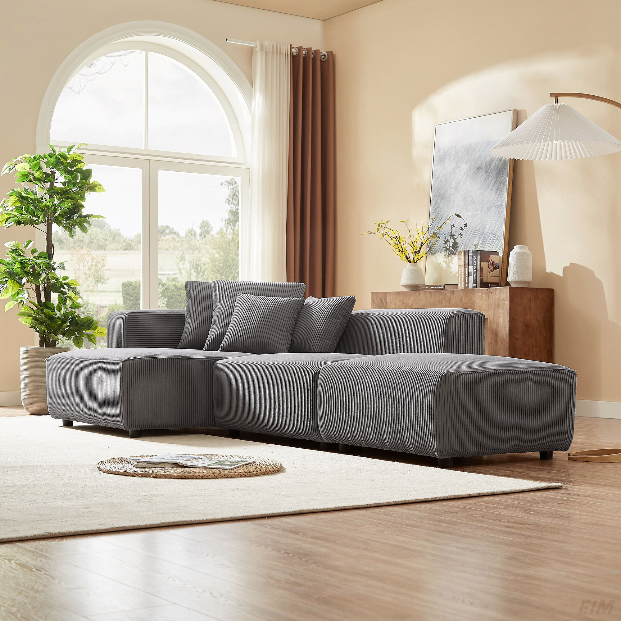 Latitude Run® Soft Corduroy Sectional Modular Sofa Set, Small L-Shaped ...