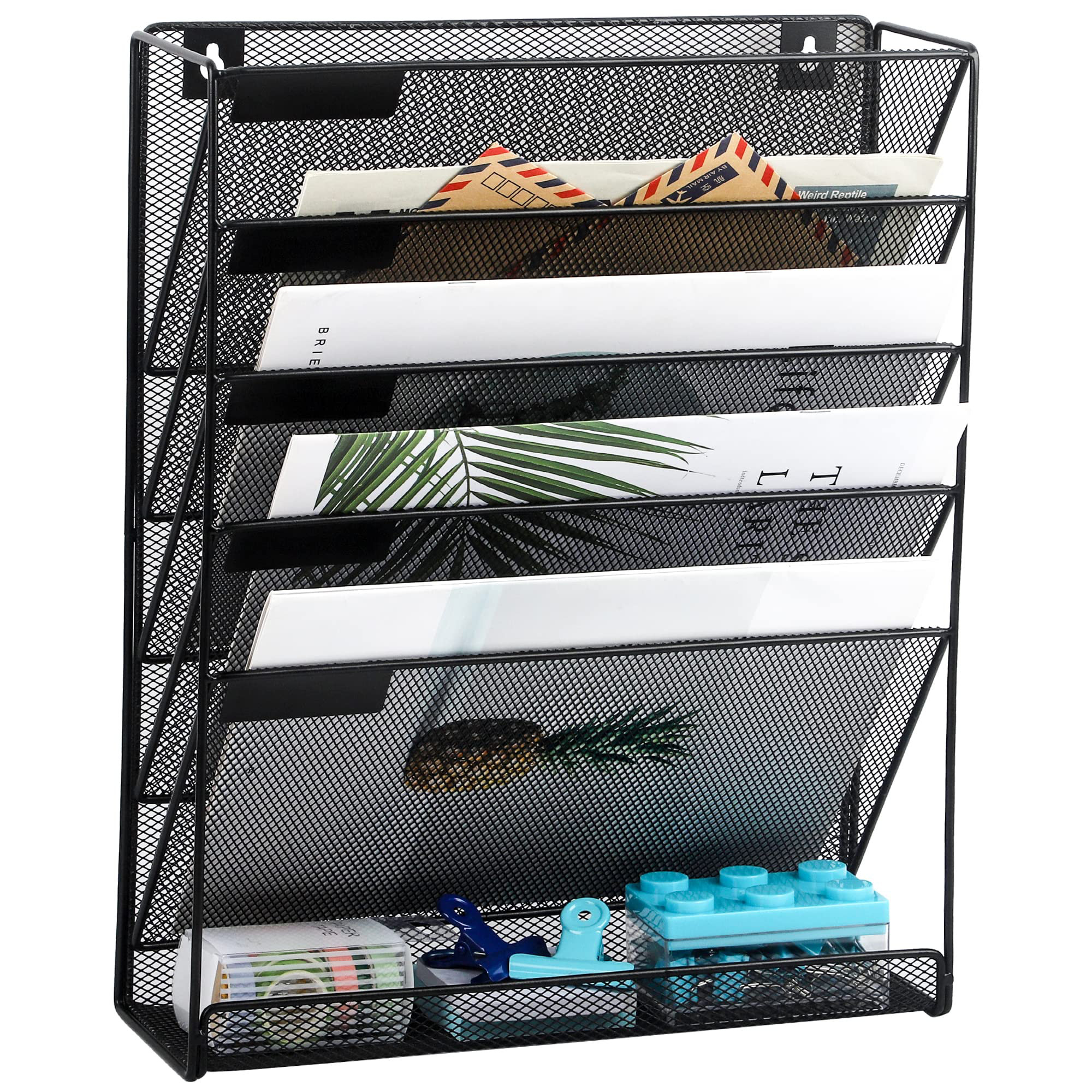 17 Stories Desktop File Organizer Grid 5 Tiers, Hanging Wall Mounted ...