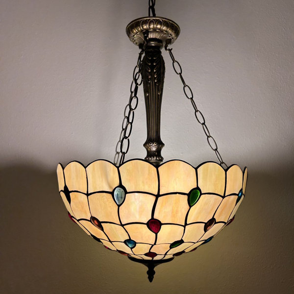 Fleur De Lis Living Spinks Tiffany Pendant Lights Gold Stained Glass ...