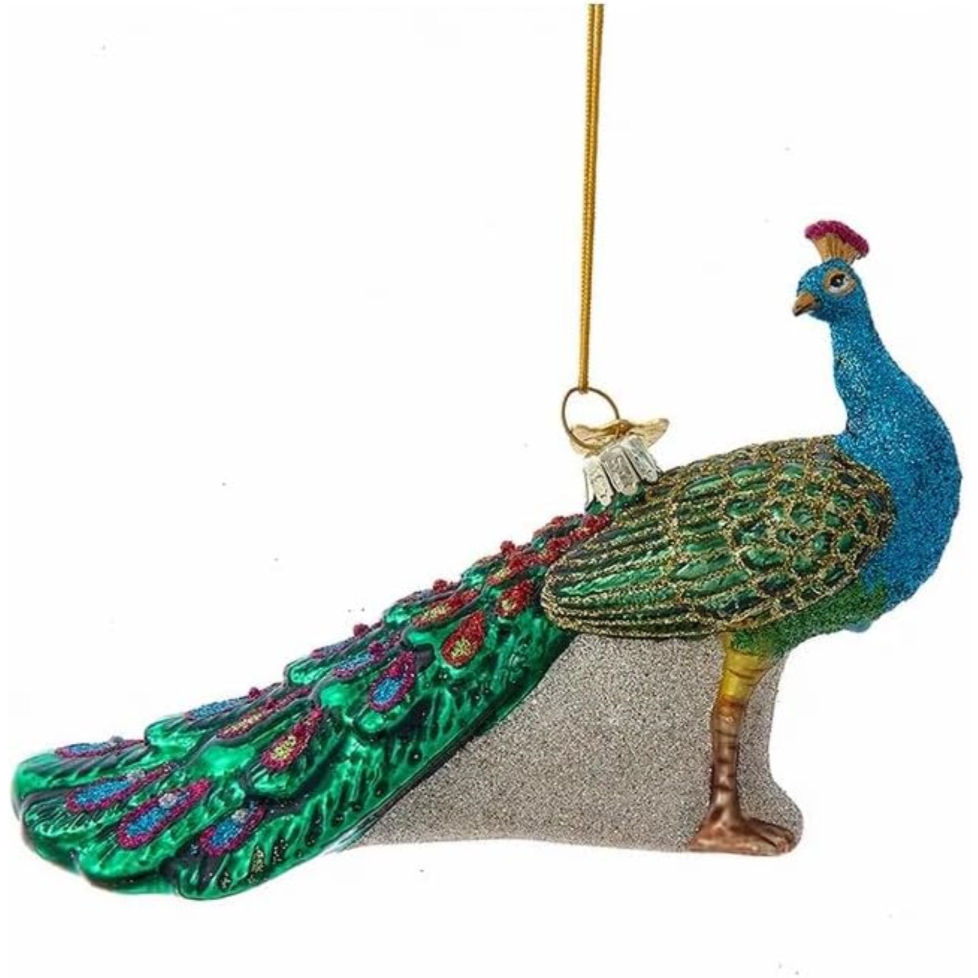 Kurt Adler Noble Gems Glass Christmas Ornament, Peacock | Wayfair