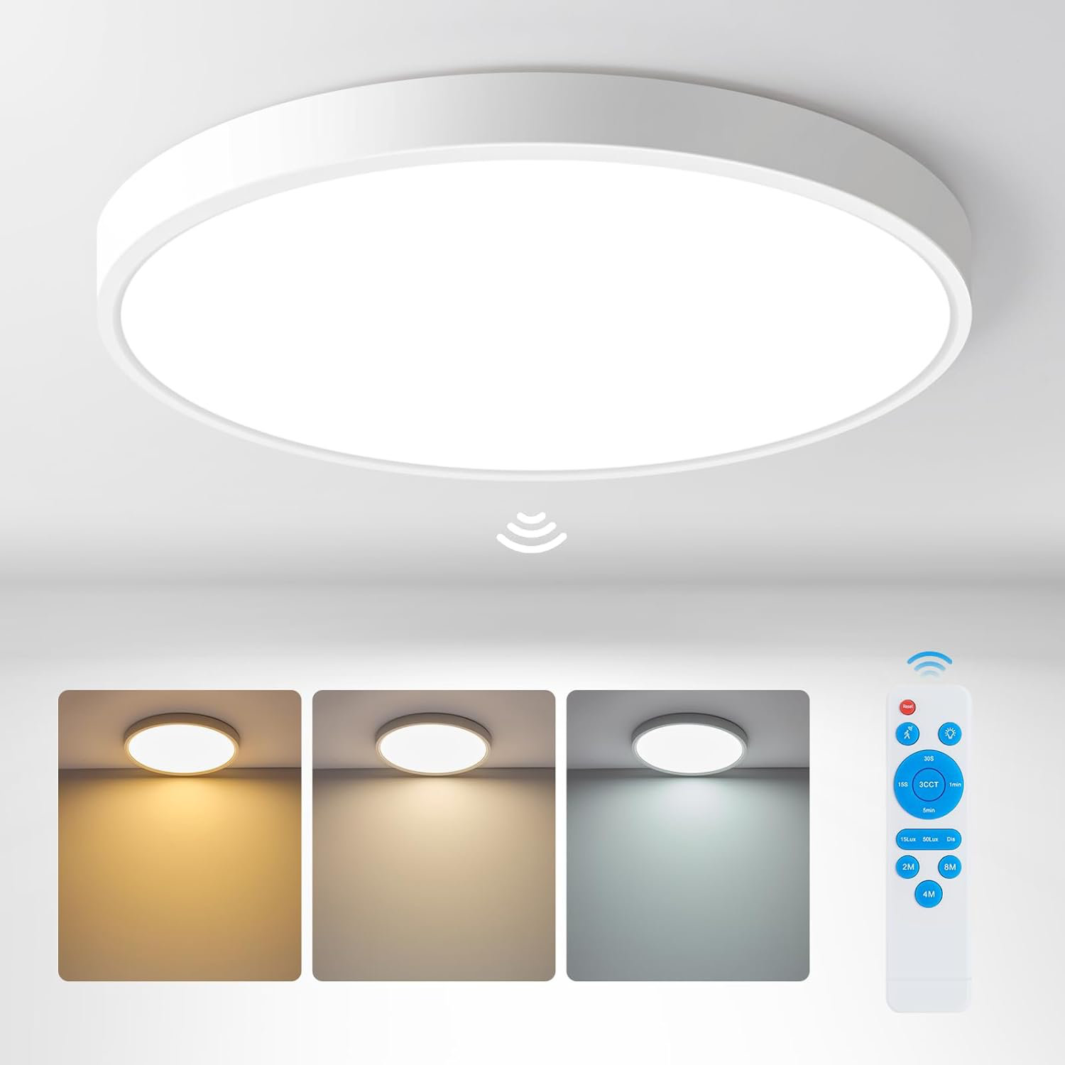 MABOSY 11.8Inch Wired Motion Sensor Ceiling Light 3000K/4000K/6000K ...