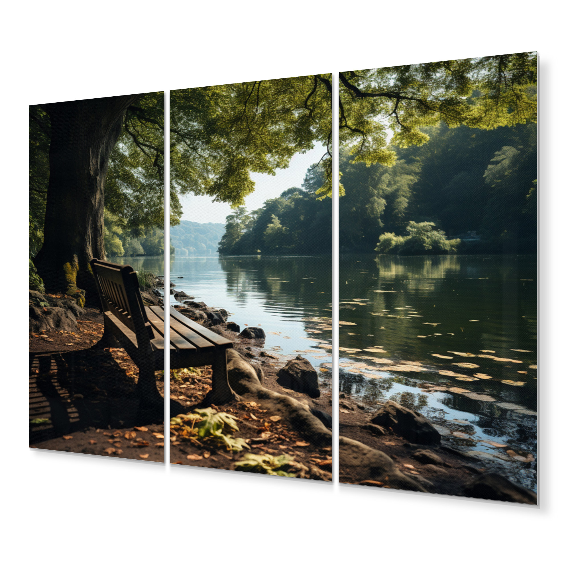 Design Art Lakehouse Bench Relaxation I - Lakehouse Metal Wall Decor ...