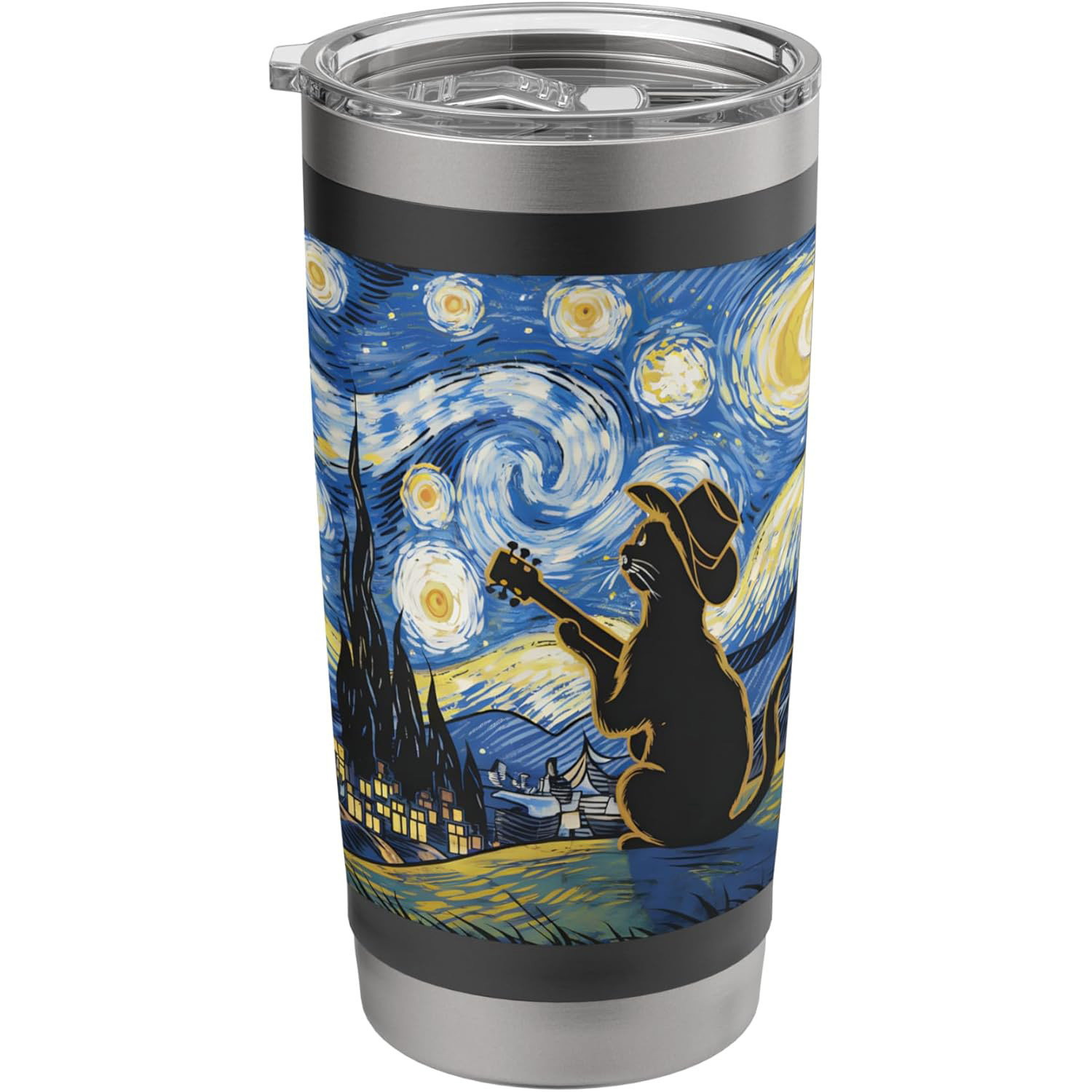 BURGA Cat Playing Guitar Music Art Lover Stainless Steel Insulated ...