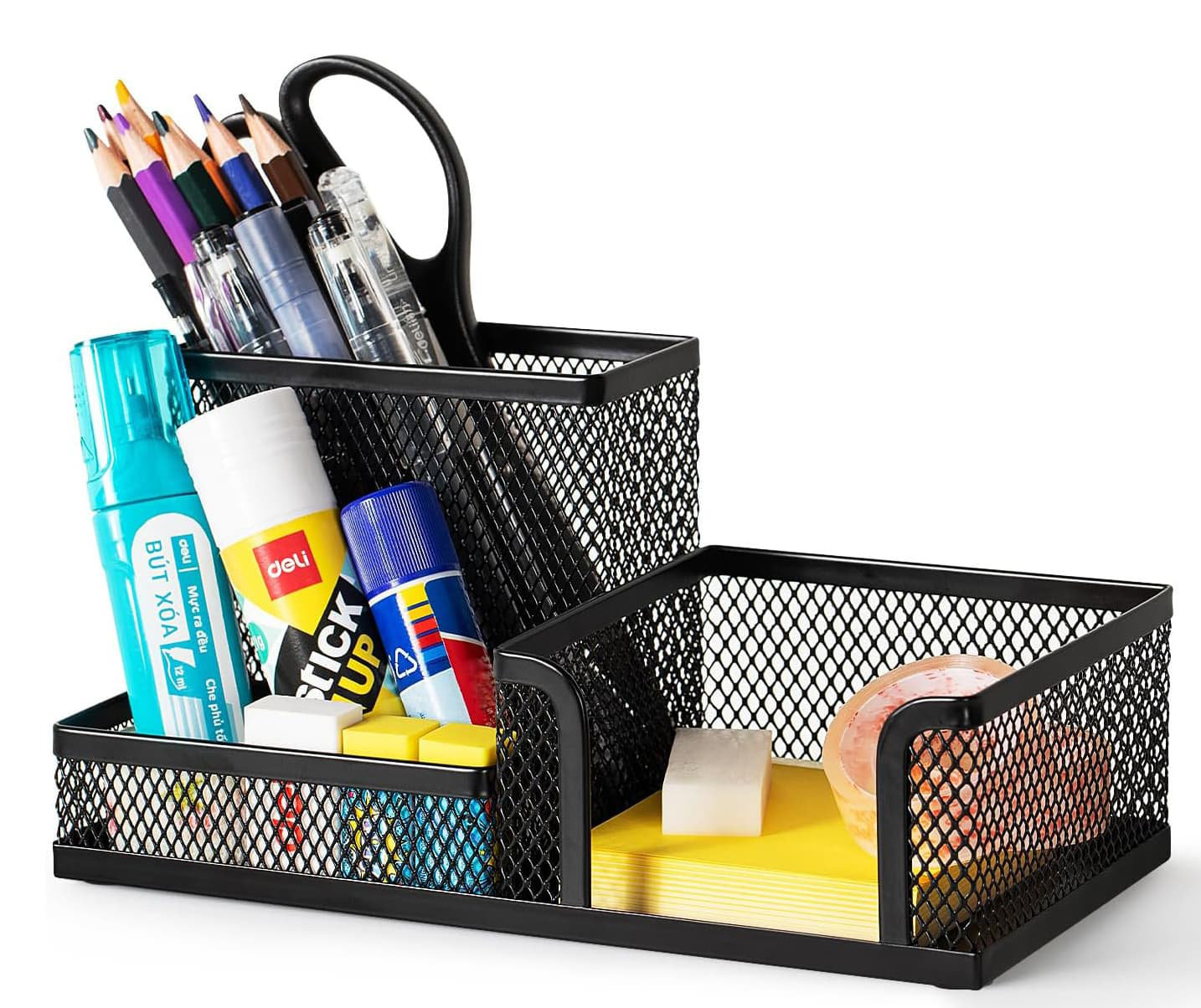 Inbox Zero Mesh Desk Organizer for Office Supplies Caddy, equipped with ...