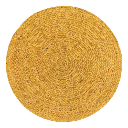 Highland Dunes Milica Handmade Hand Braided Jute/Sisal Yellow Rug | Wayfair