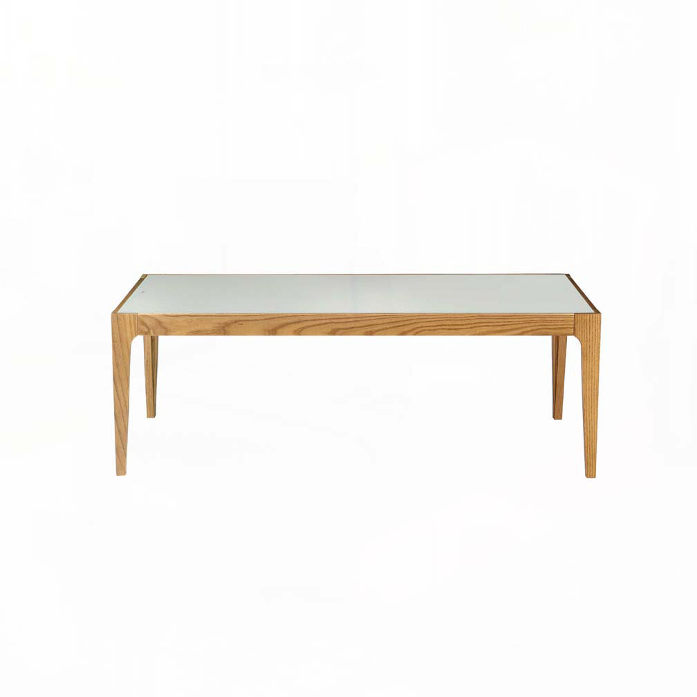 Wrought Studio™ Gwynn Frosted Glass Top Coffee Table with Wood Legs ...
