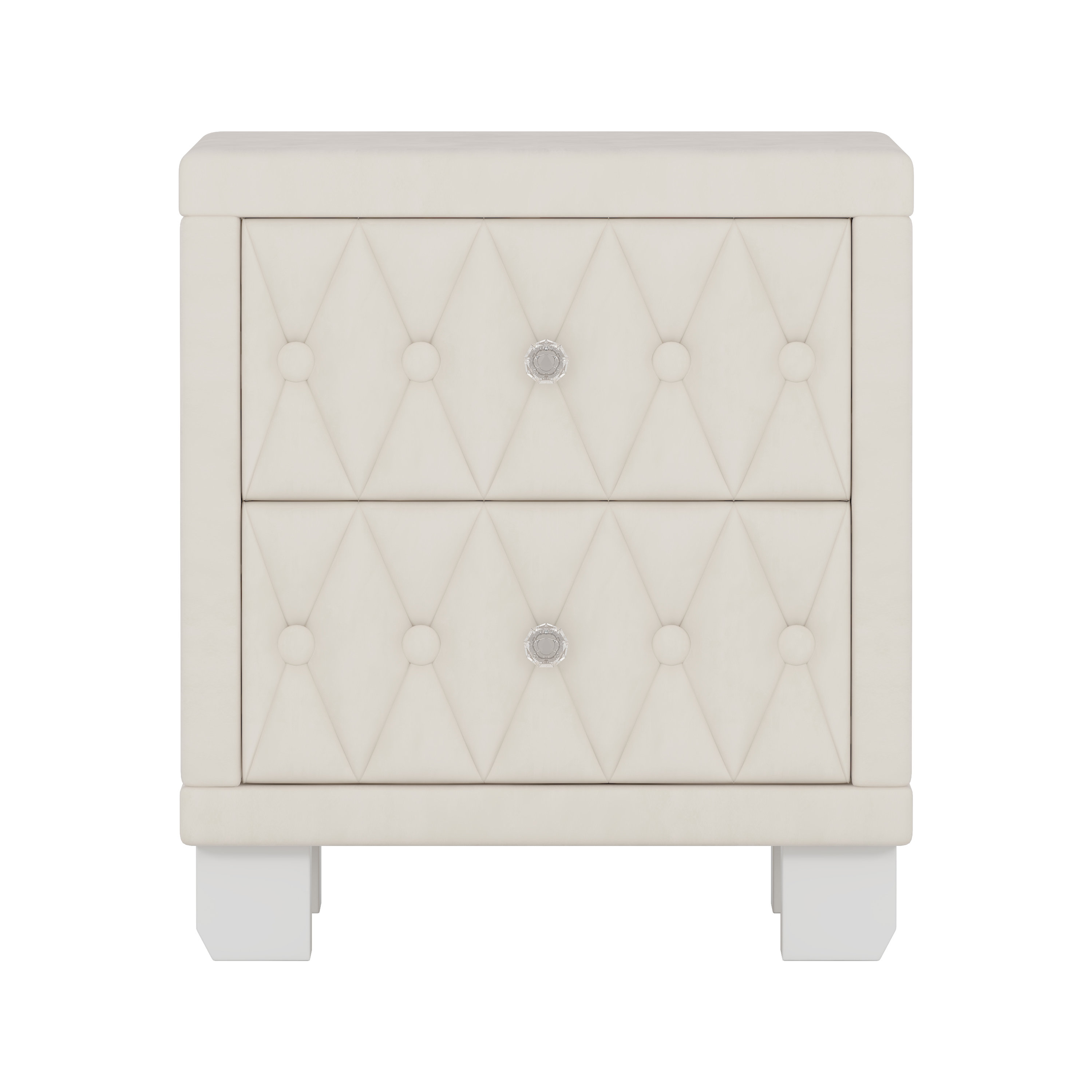 Mercer41 Elegant Velvet Nightstand with 2 Drawers and Crystal Handle ...