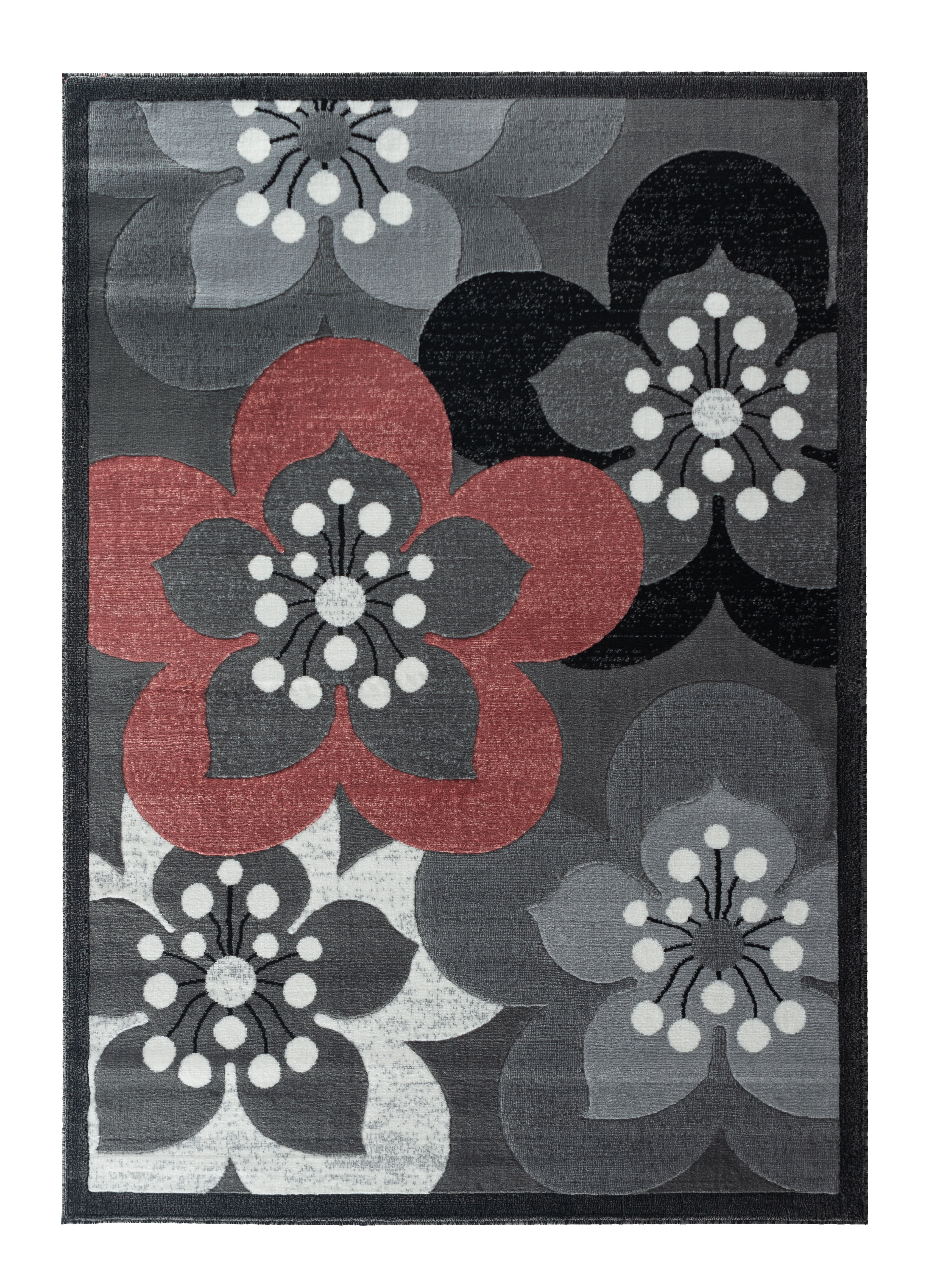 Red Barrel Studio® Wilbert Machine Woven White/Gray/Black/Pink Area Rug ...
