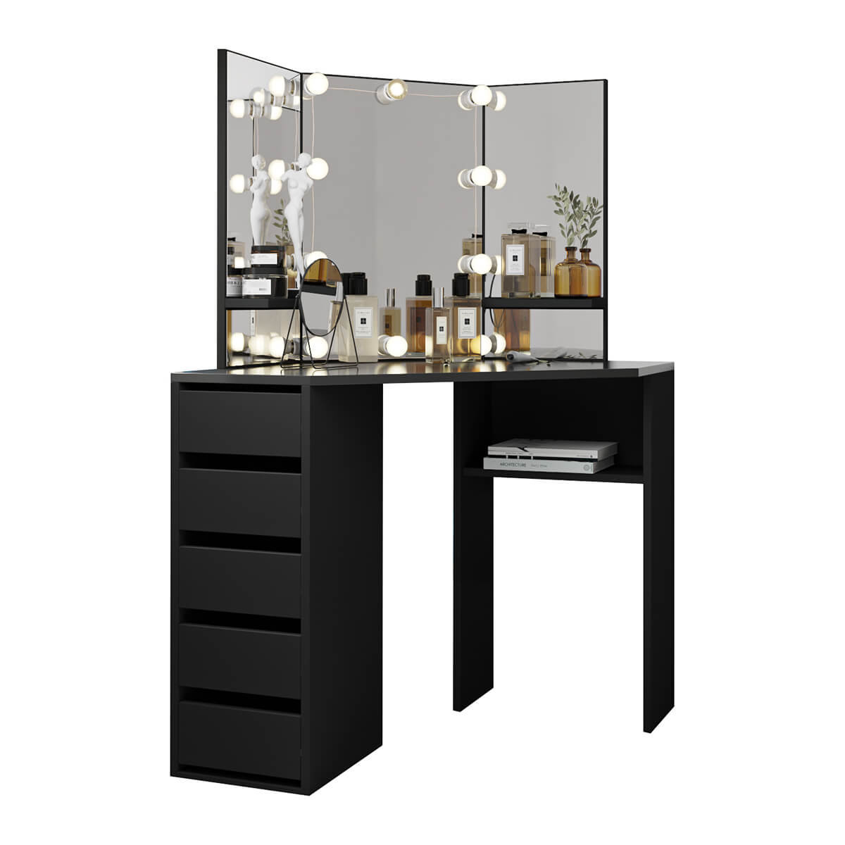 Latitude Run® Victoria Corner Makeup Vanity with Mirror & Reviews | Wayfair