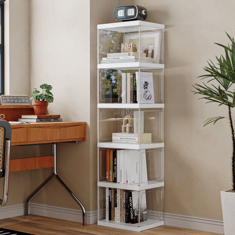 Wrought Studio™ Bookcase,Tall Plastic Transparent Bookcase for Books ...