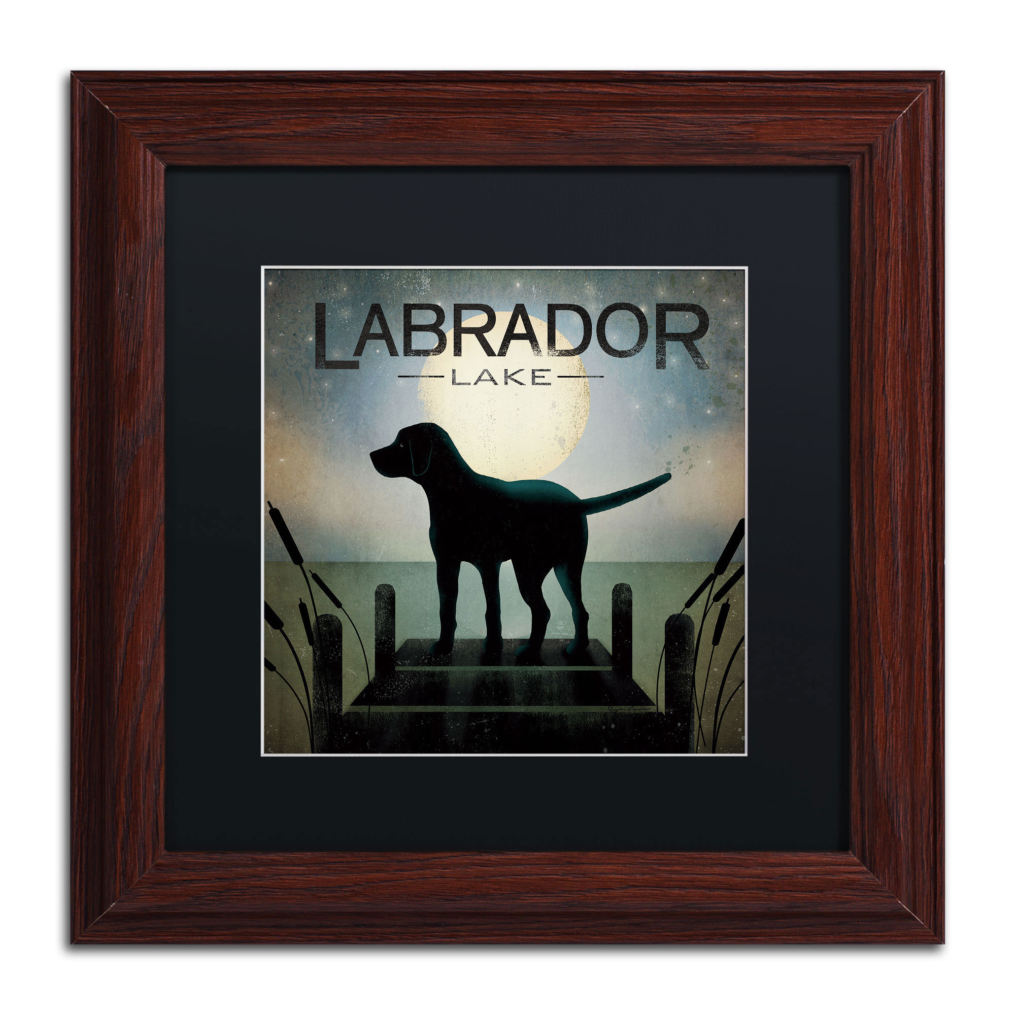 Trademark Fine Art 'Moonrise Black Dog Labrador Lake' by Ryan Fowler ...