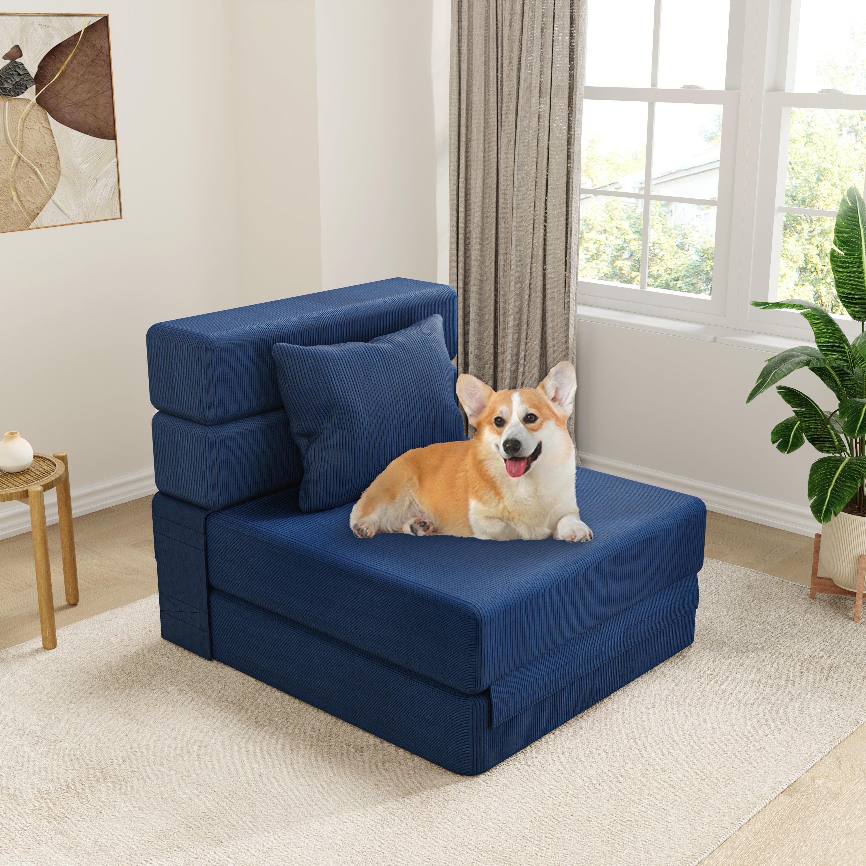 Latitude Run® Convertible Folding Compression Sectional Sofa Coach (Set ...