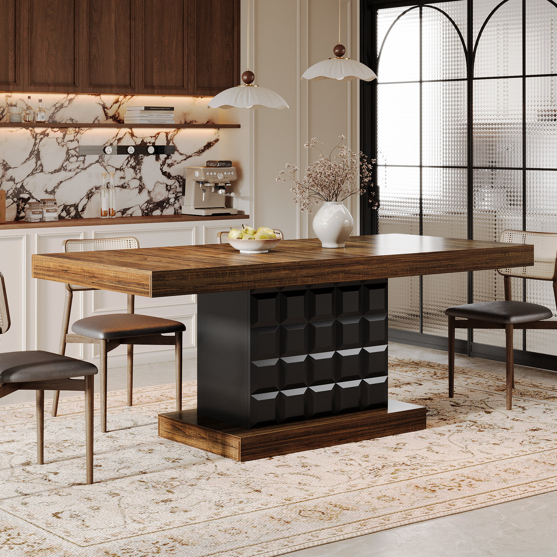 Millwood Pines 63'' Dining Table for 4-6, Modern Rectangular Dining ...