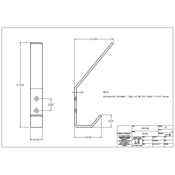 Elements by Hardware Resources 5-916 Double stainless steel wall mount ...