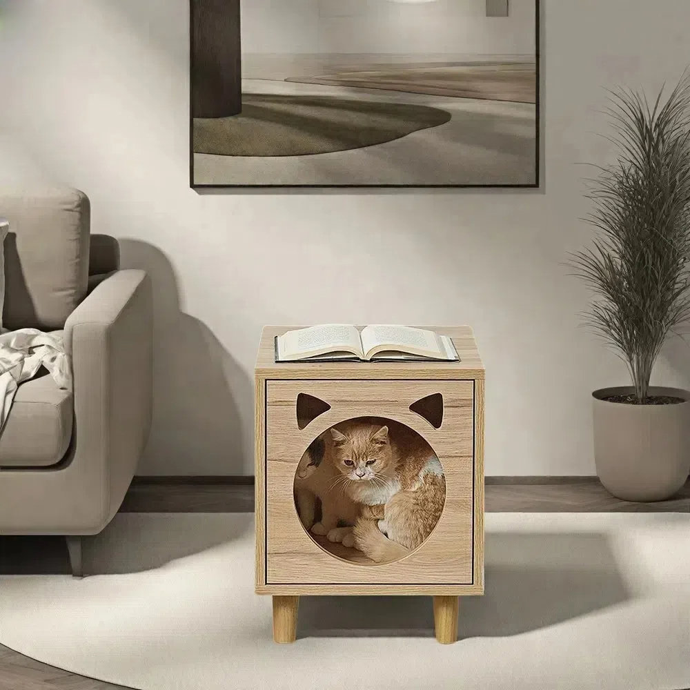 AWORET Wooden Cat House Side Table | Wayfair