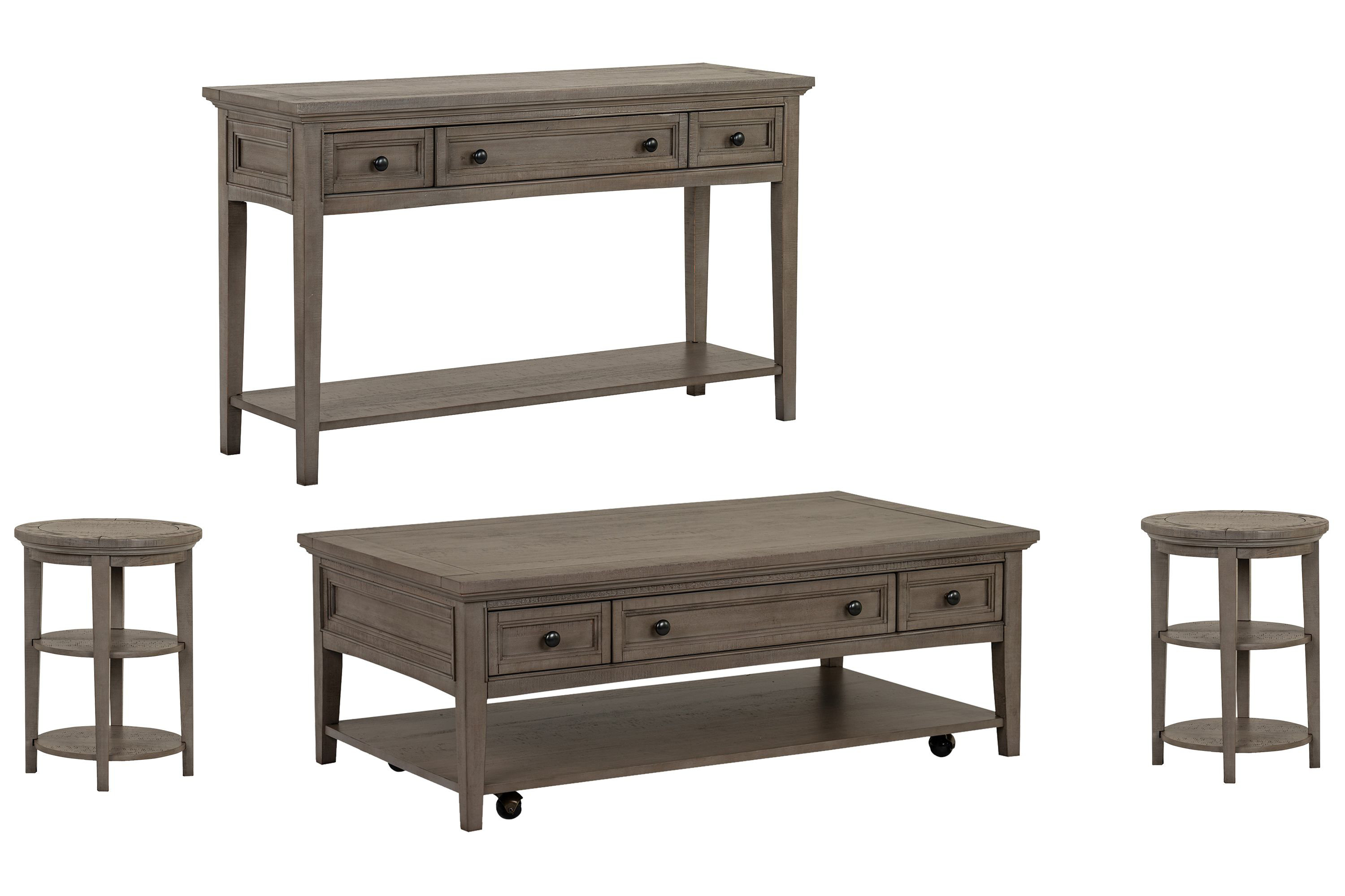 Canora Grey Rectangular Caster Cocktail Table With 2 Accent End Table ...