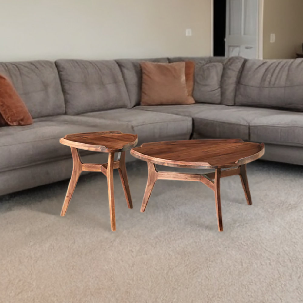 EXCEEB Solid Wood 3 Legs 2 Nesting Tables | Wayfair