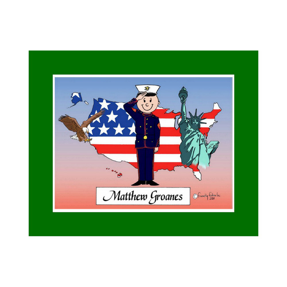 Printed Perfection Personalized US Marines - Male Cartoon Caricature ...