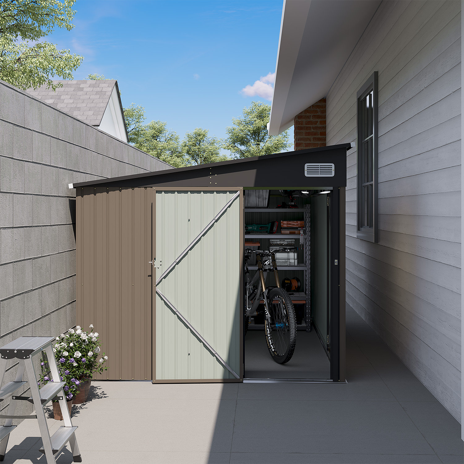 JolyDale Metal Lean-to Storage Shed with Three Doors | Wayfair