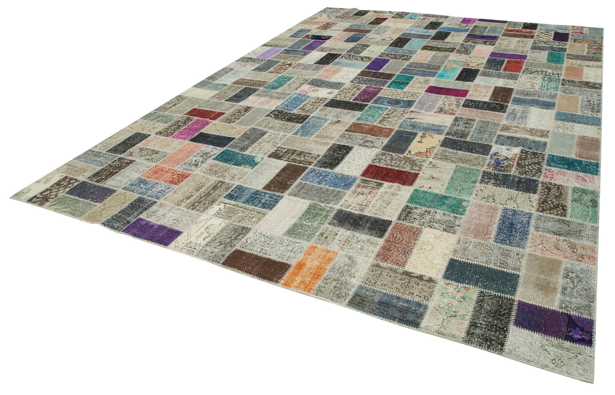 Aegean House Kırk Yama Beige Patchwork Wool Handmade Area Rug | Wayfair