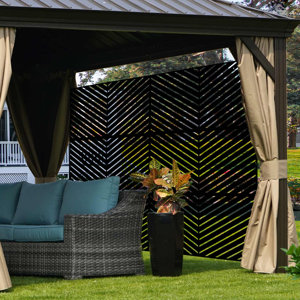 Kozyard Metal Privacy Screen Decorative Outdoor Divider with Stand ...