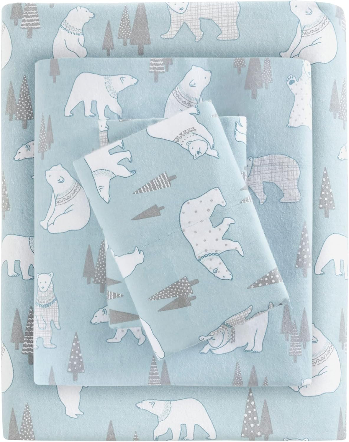 AMIPOR True North Cozy Flannel Warm 100% Cotton Sheet - Novelty Print ...