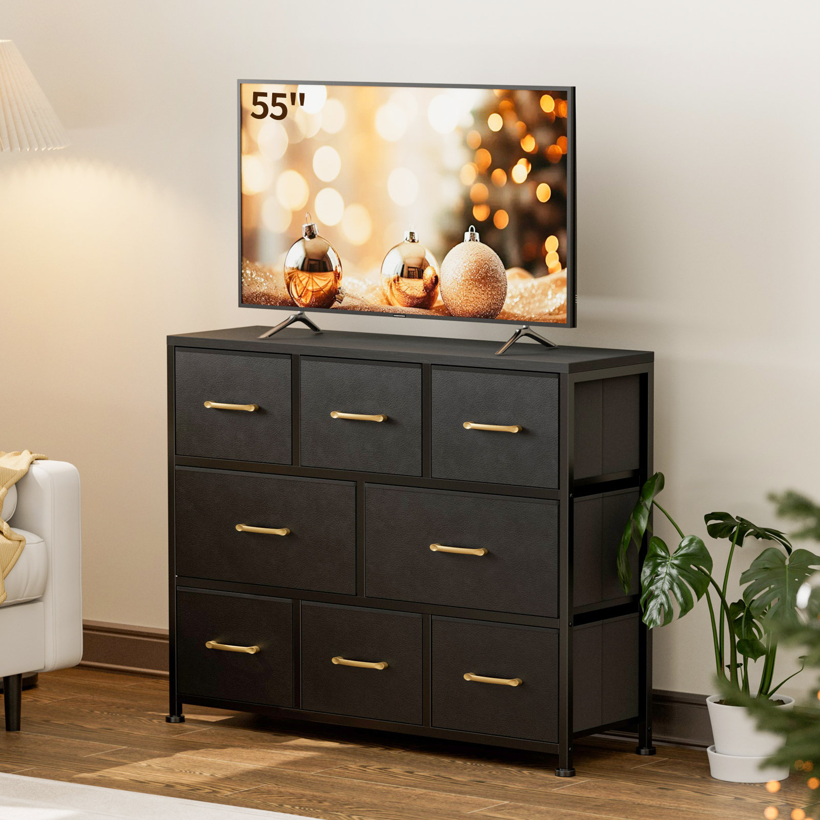 Ebern Designs 8 Drawers Dresser For Bedroom, Large Fabric Dressers ...