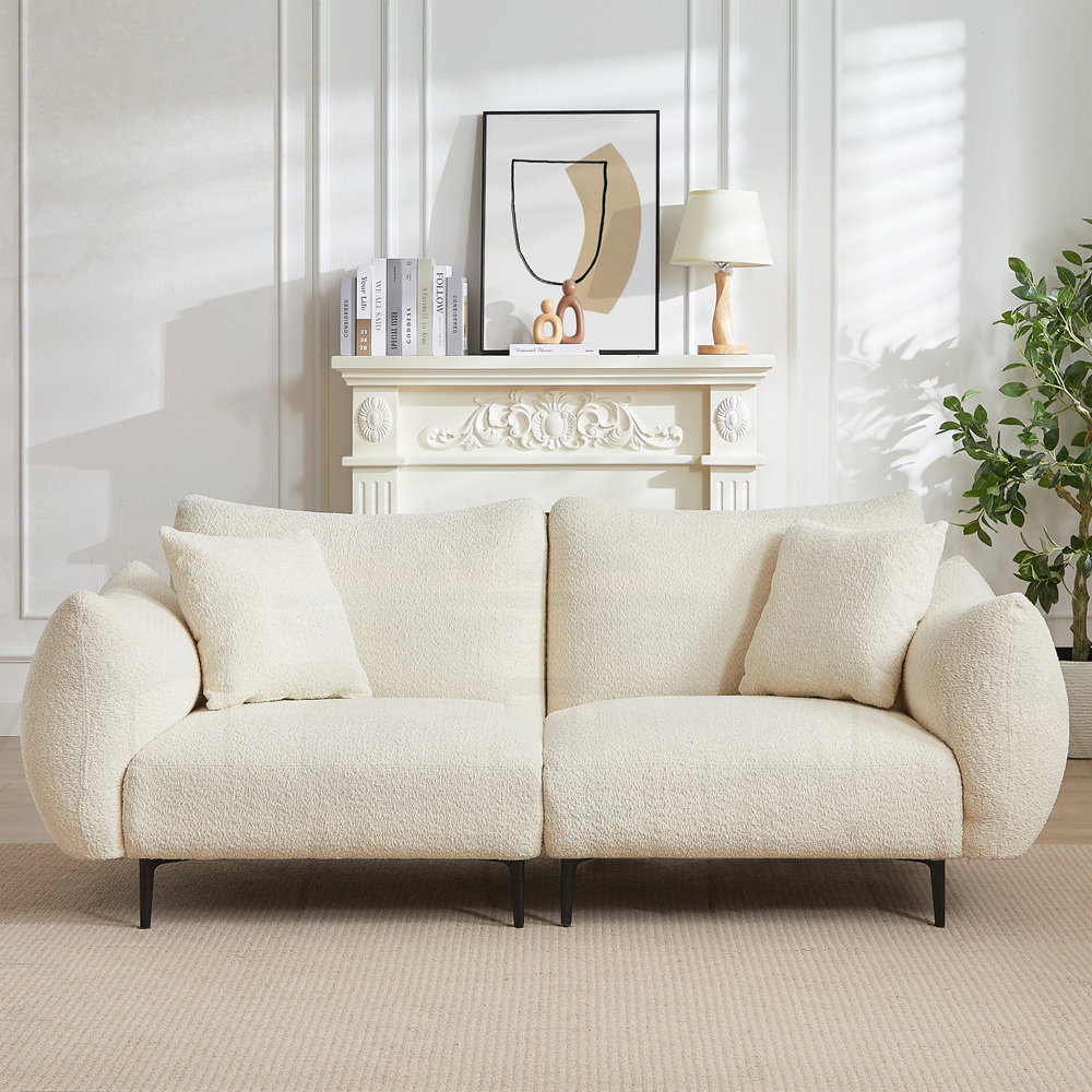 Latitude Run® Oversized 2 Seater Sherpa Sofa with Metal Legs | Wayfair
