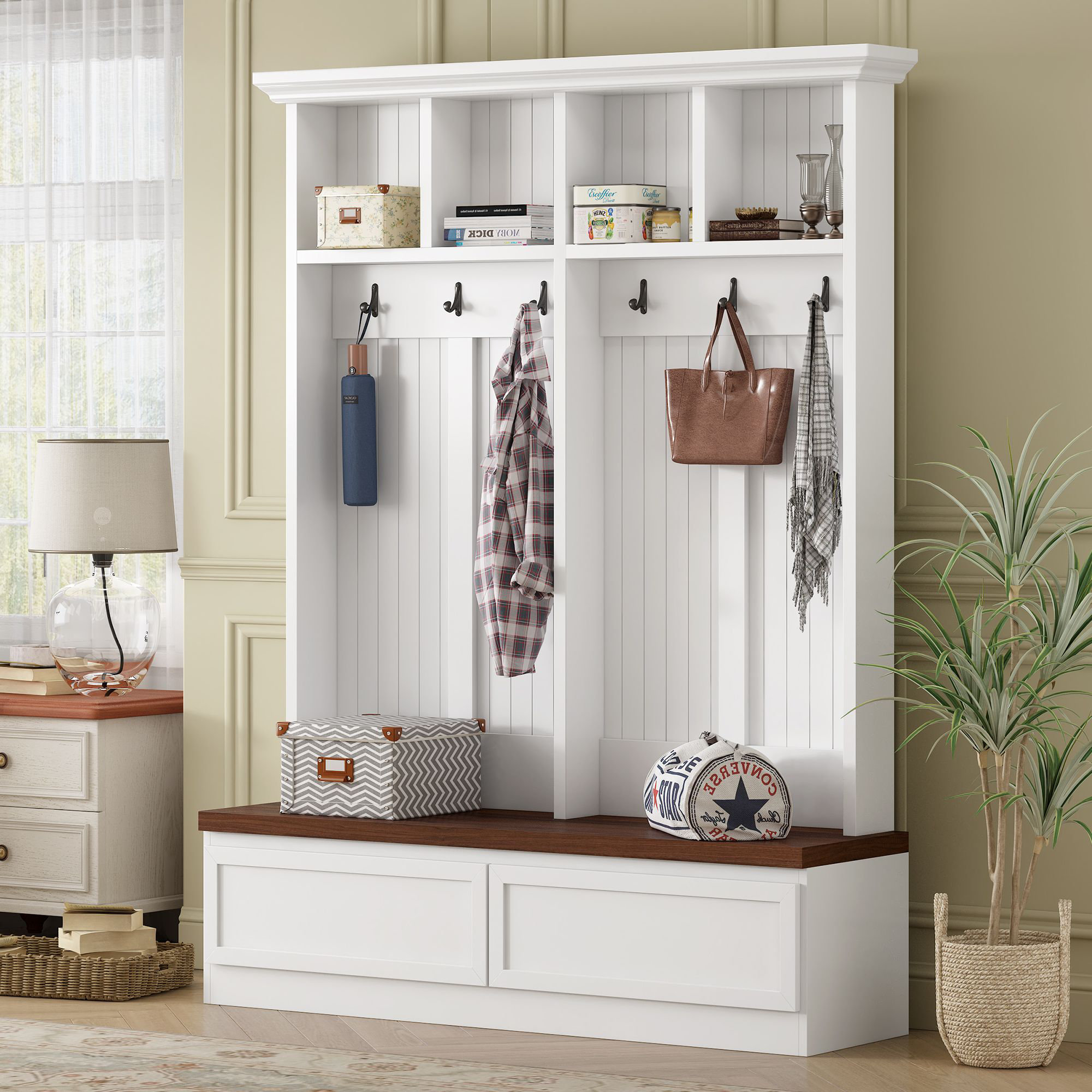 Lark Manor™ Hall Tree 55.9'' Wide with Bench | Wayfair