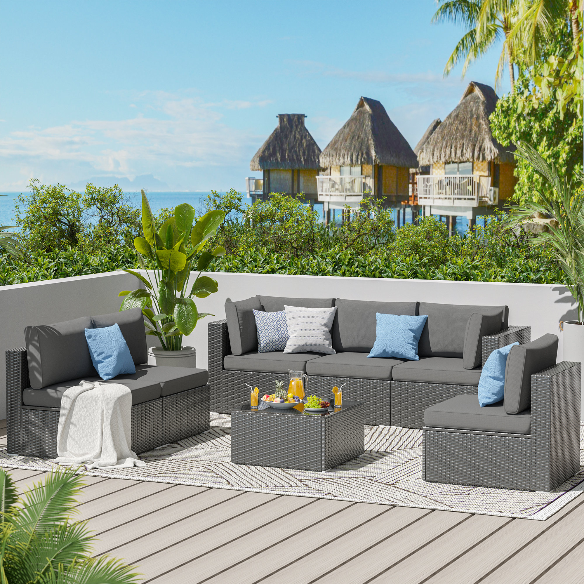 Latitude Run® Caril 6 - Person Outdoor Seating Group with Oversized ...