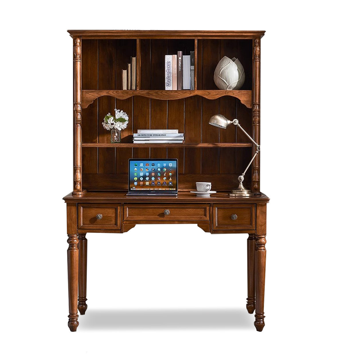Stella Trek American All Solid Wood Desk With Bookcase One Study Small ...
