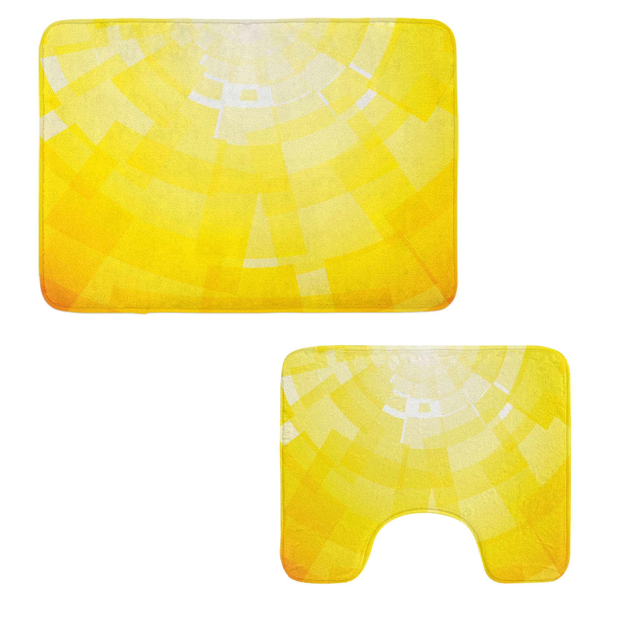 East Urban Home Yellow Bathroom Rug Set 2 Pieces Rectangle & Contour ...