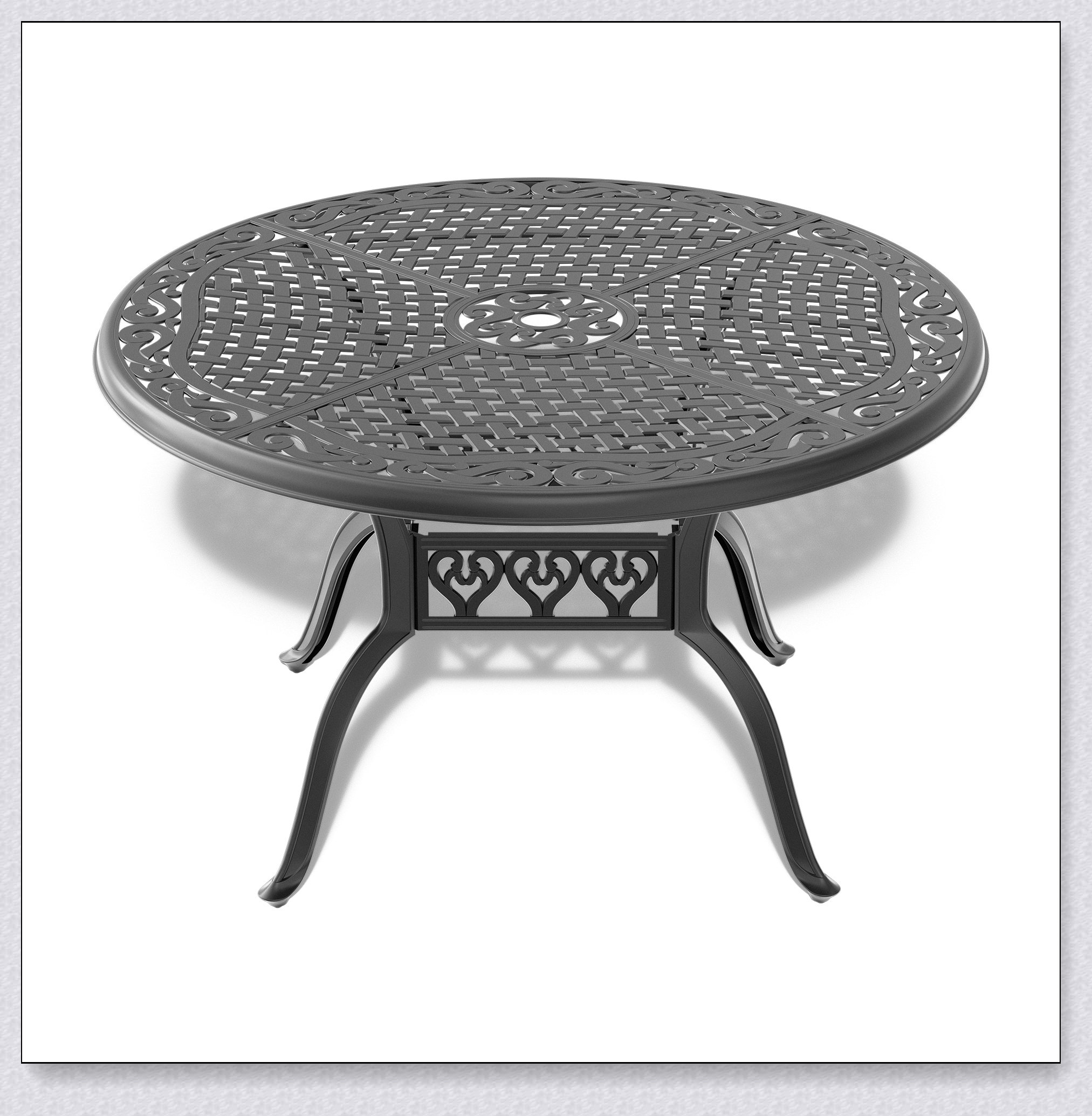 Astoria Grand 48-inch Cast Aluminum Patio Dining Table with Black Frame ...