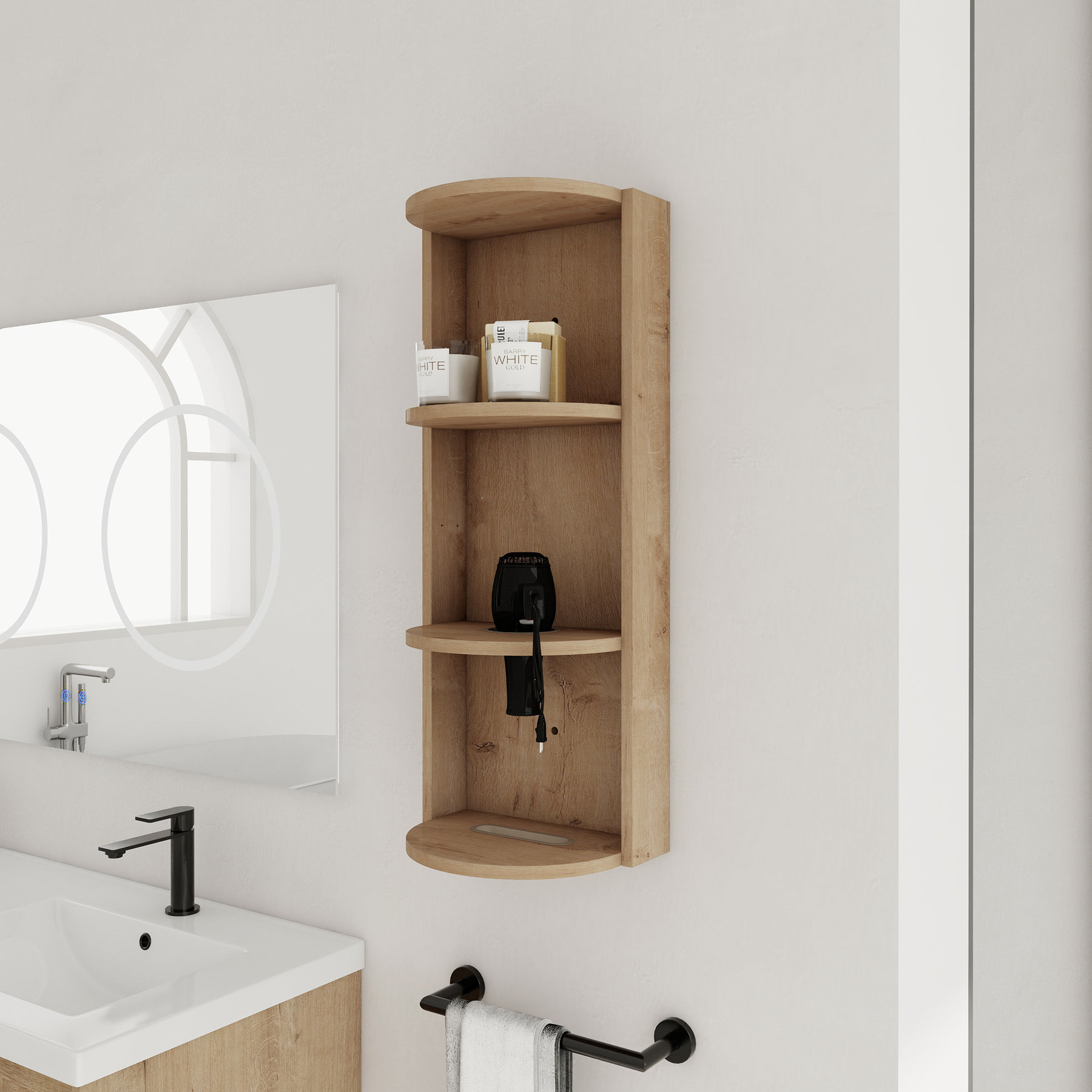 Latitude Run® Bathroom Wall-Mounted Storage Rack, Float Mounting Design ...