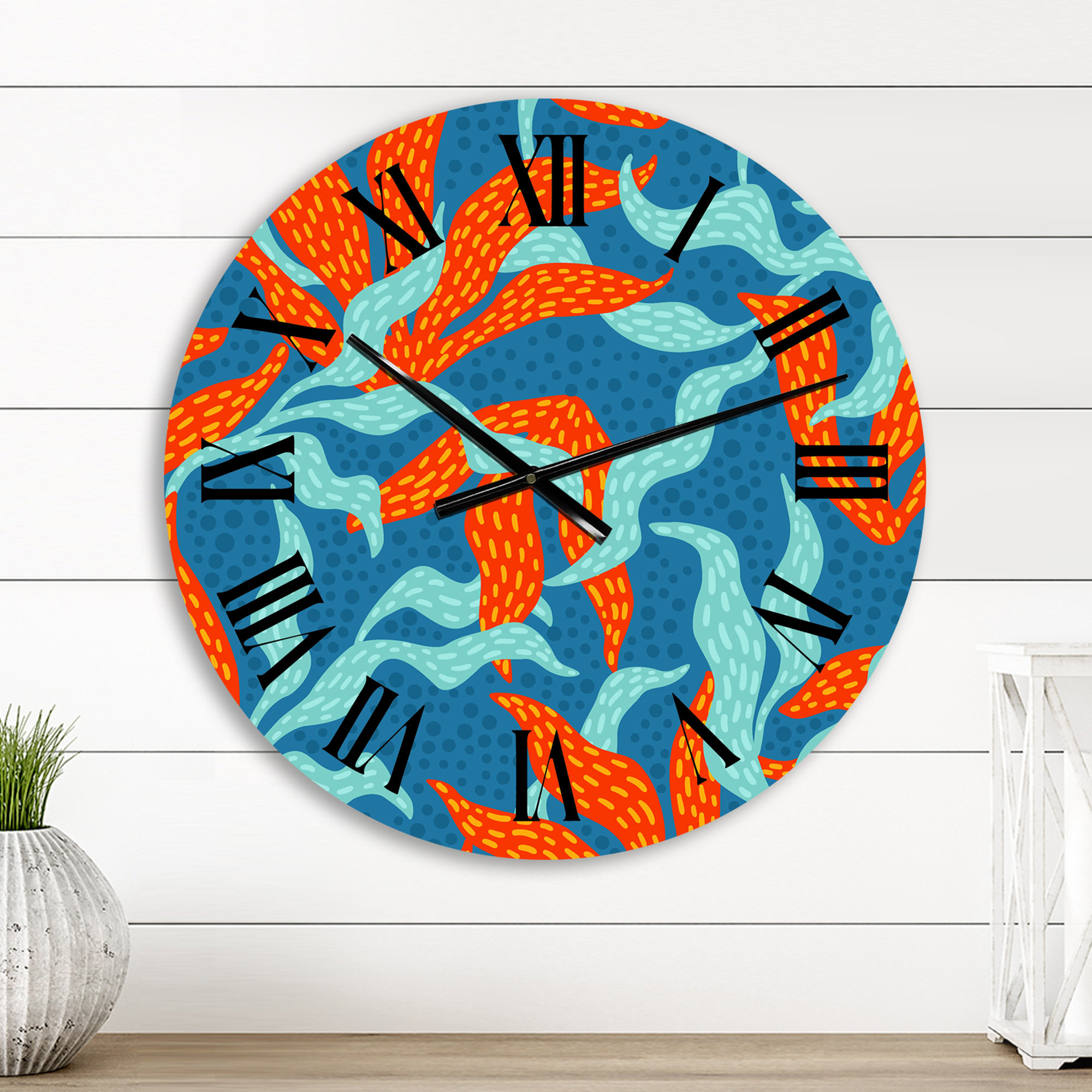 East Urban Home Modern Exotic Tropical Leaves IV Wall Clock | Wayfair