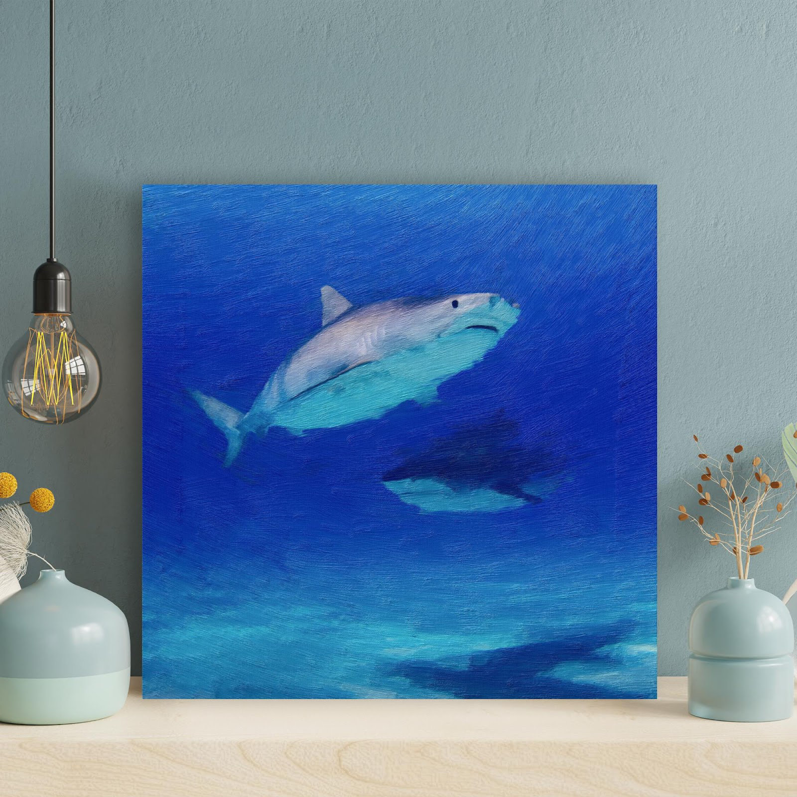 Rosecliff Heights Two Black Sharks In Water - Wrapped Canvas Painting ...