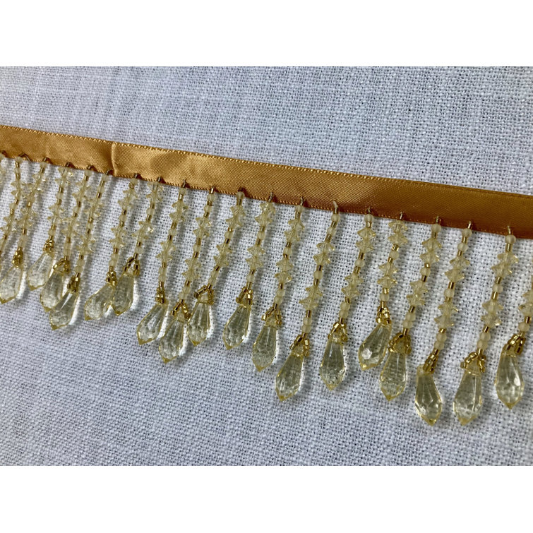 Rose Lace And Braid Crystal Beaded Fringe Trim 3" Width| Wayfair