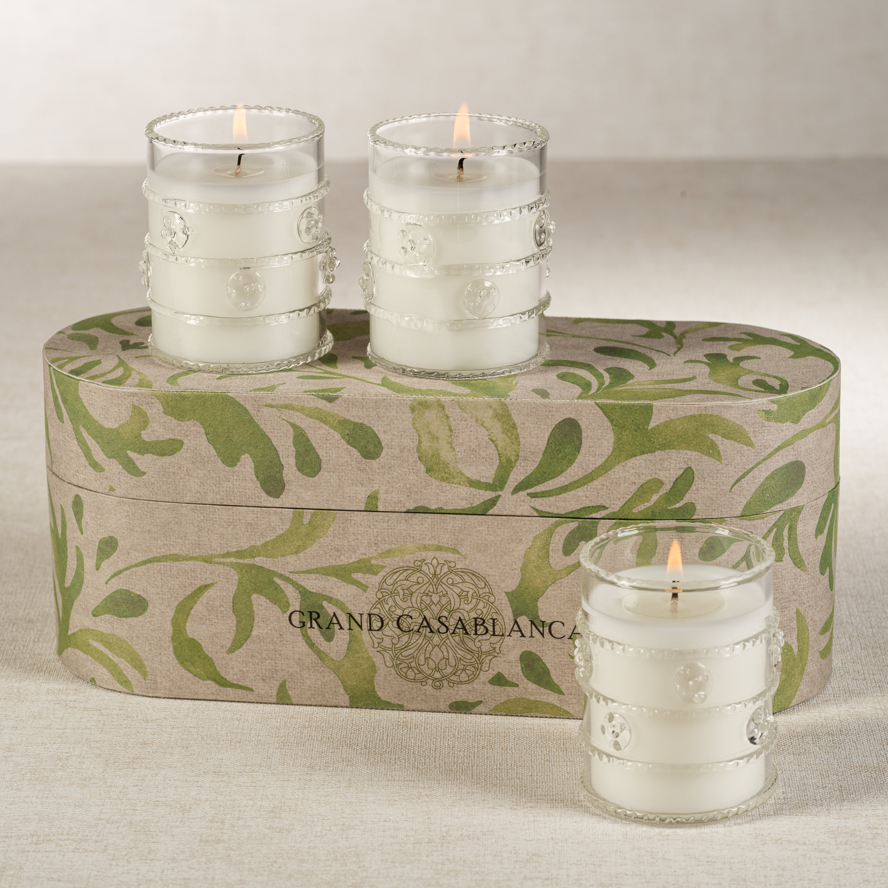 Zodax Grand Casablanca Scented Candle Trio, Water Lotus | Wayfair