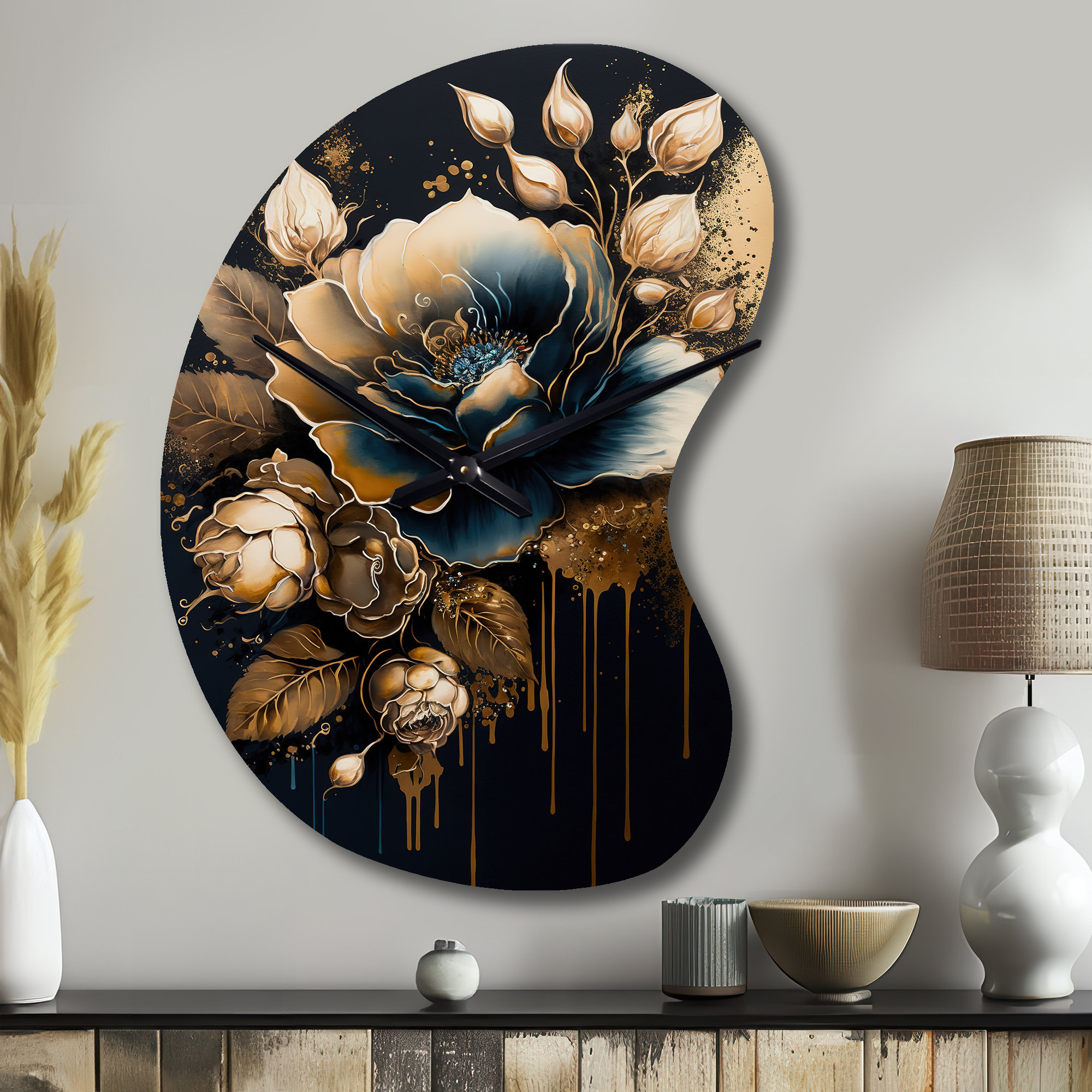 East Urban Home Liebler - Boom Shape Large Rose 3D Wall Clock | Wayfair