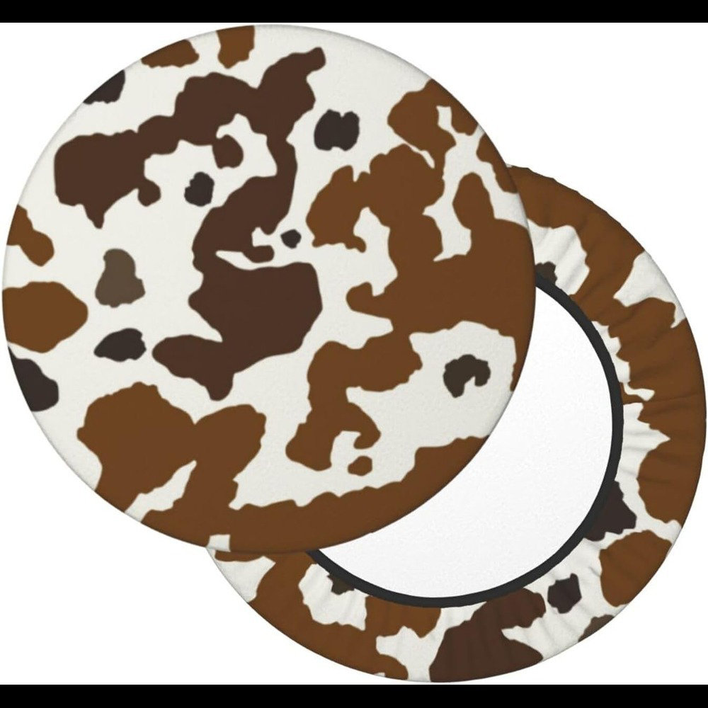 Foundry Select Black Brown Cow Print Bar Stool Slipcover Round ...