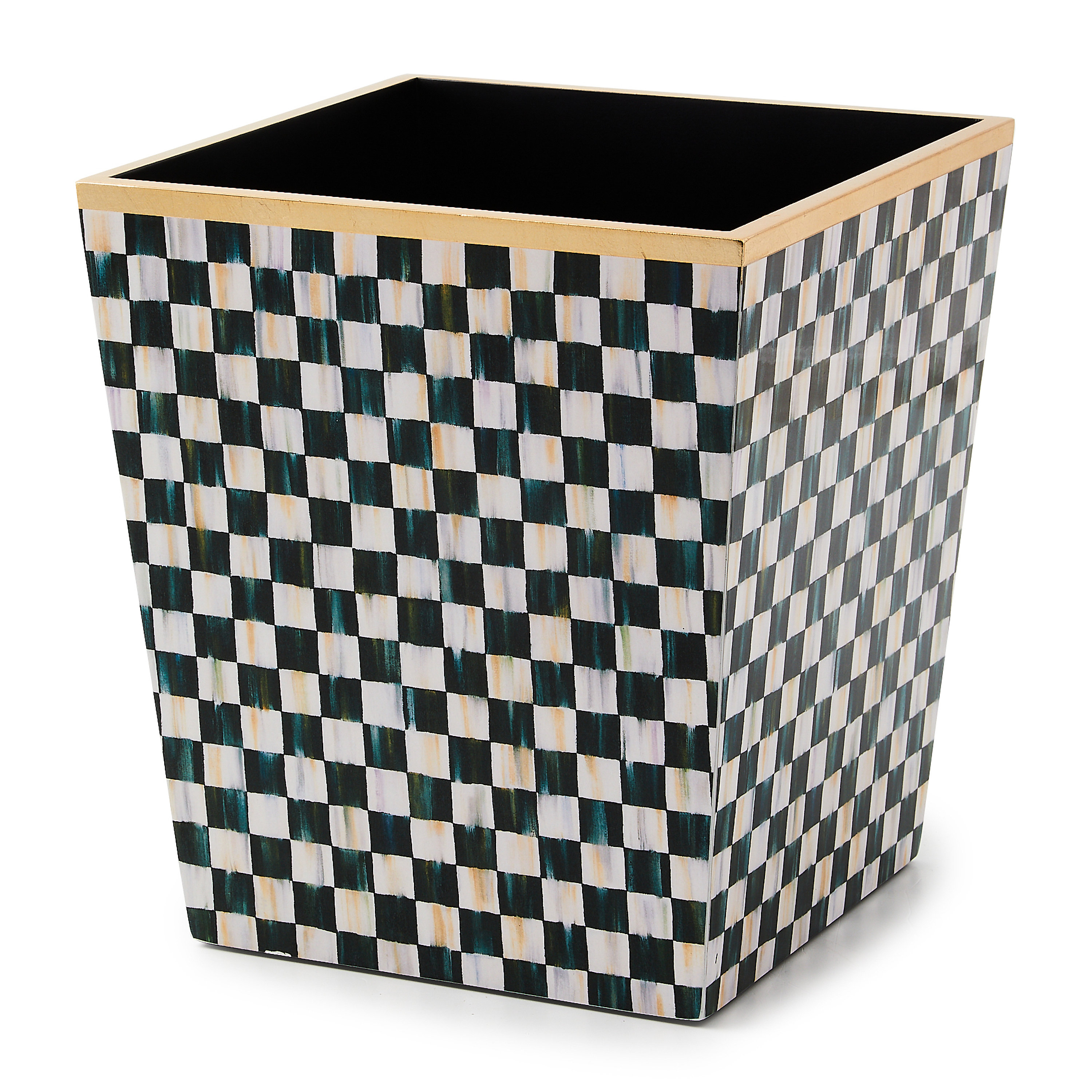 MacKenzie-Childs Courtly Check Lacquer Waste Bin | Wayfair