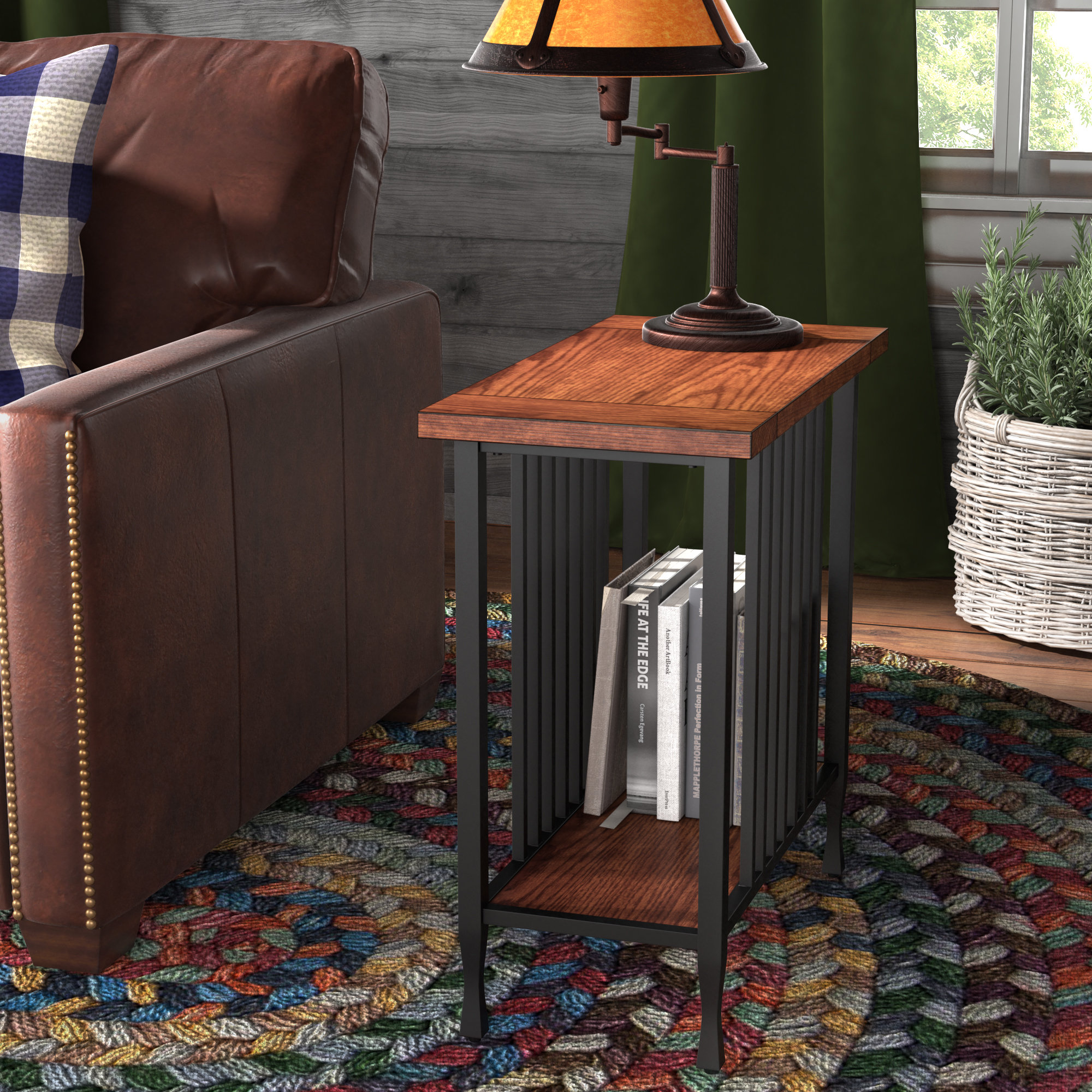 Red Barrel Studio® Evie Ironcraft Solid + Manufactured Wood Narrow ...