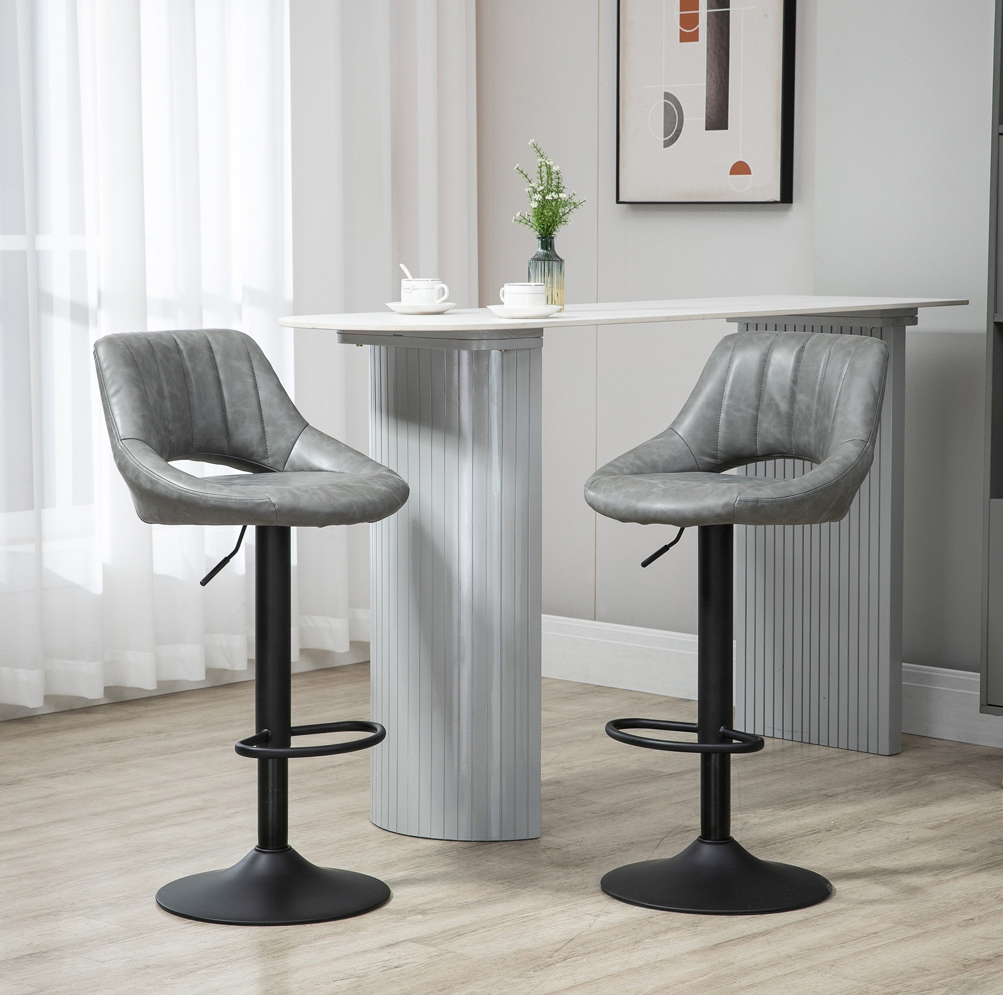 Corrigan Studio® Rotating bar stools set of 2, adjustable height, round ...