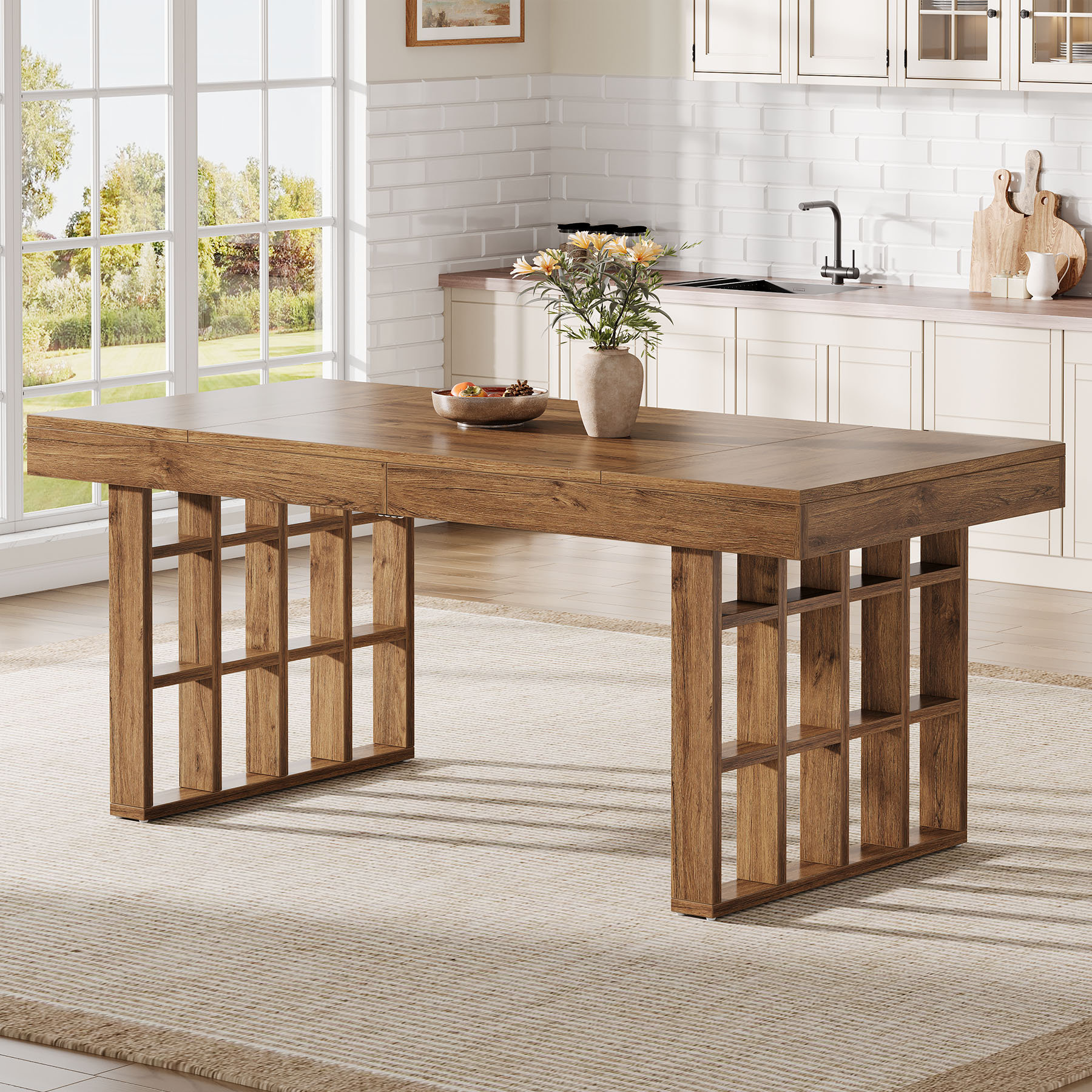 Millwood Pines 62.9" Rectangle Wooden Dining Table For Kitchen Dining ...
