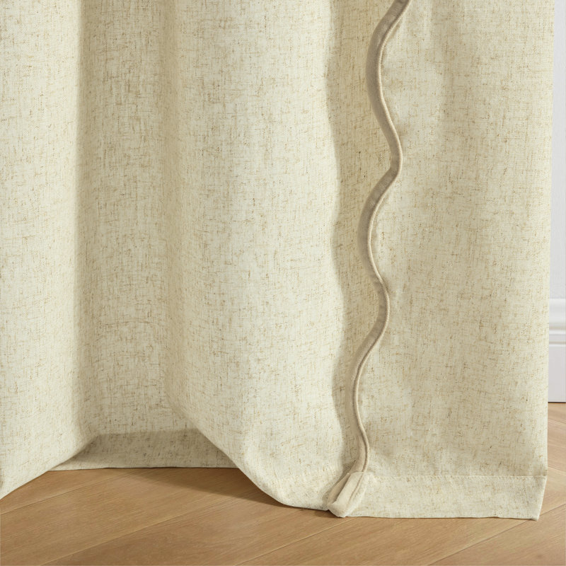 Winston Porter Fasti Tailored Scalloped Edge Semi Sheer Linen Rod ...