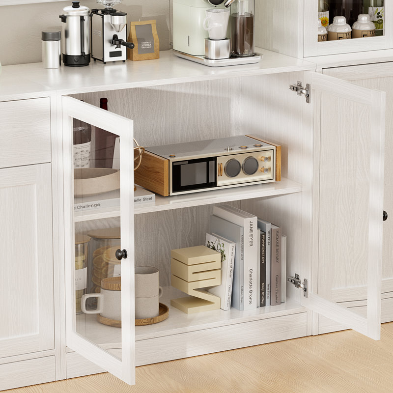Latitude Run® 71'' Kitchen Pantry With Bookcases, Farmhouse Wall Unit ...
