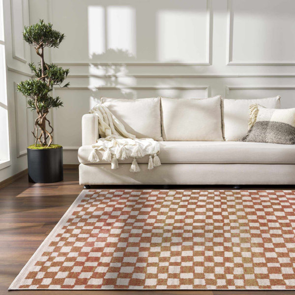 Bungalow Rose Briawood Checkered Beige Area Rug & Reviews | Wayfair